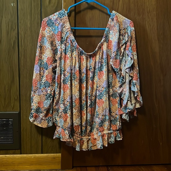 Tops | Patchwork Ruffle Top | Poshmark